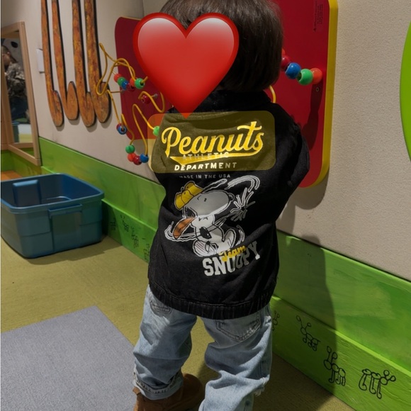 Peanuts | Jackets & Coats | Peanuts Black Jean Jacket With Yellow ...